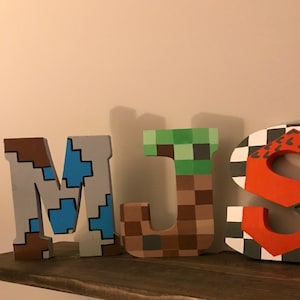 Minecraft Wooden Letters/hand Painted Letters/boys Room Decor/steve ...