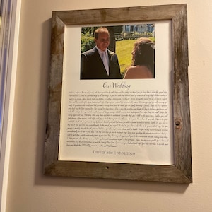 Framed Wedding Vows, Custom Framed Wedding Vows With Photo Print ...
