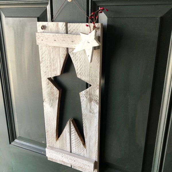 Wooden Distressed Shutter Stars Handmade Wall Decor Signs Country Decor ...