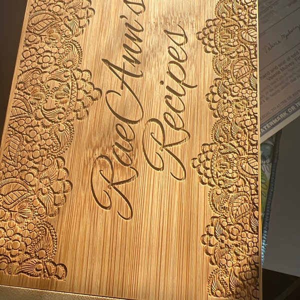 Personalized Recipe Box - Lace Design - Bamboo Recipe Box - Custom ...
