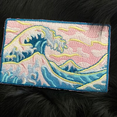 Wave Patch Ocean Iron on Patch Sea Beach Surf Make Waves Great Wave Embroidered Patches ...