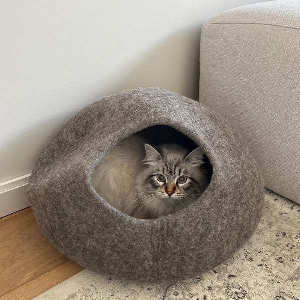 50cm Handmade Wool Cat Cocoon Bed / Cozy Cat Cave House - Etsy