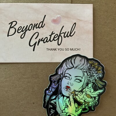 Geisha Oni Mask Holographic Sticker - Etsy