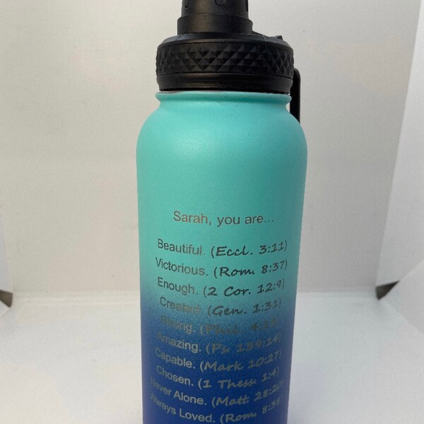 Bible Verse Water Bottle 32 Ounce or 22 Ounce, Create Your Own Custom ...