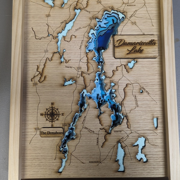 Any Lake or Coastal Map - Made to Order for You! Wood, Hand Painted ...