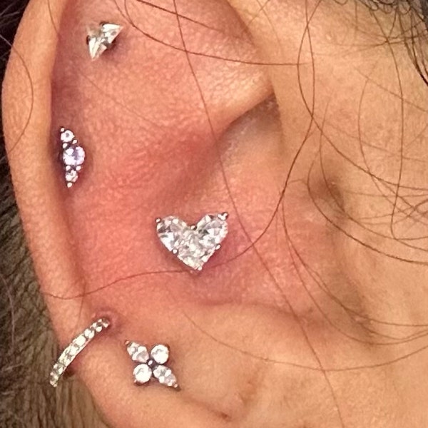 18g Heart Conch Earring • Threadless Tragus Push Pin Piercing • Love ...