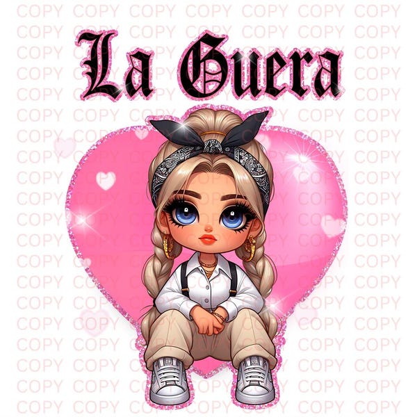 La Guera Old School Chicana Png Pink Chola Cartoon - Etsy