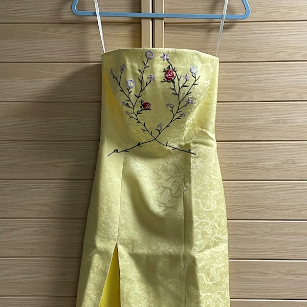 Rachel Green Yellow Embroidered Dress - Etsy