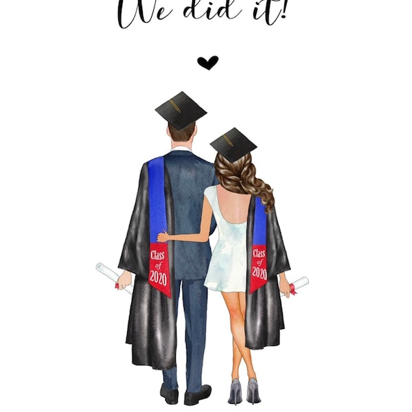 Personalised Couples Graduation Print, Graduation Gift for Boyfriend ...
