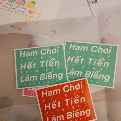 Ham Choi Het Tien Lam Bieng Vietnamese Motto Sticker Red Weatherproof ...