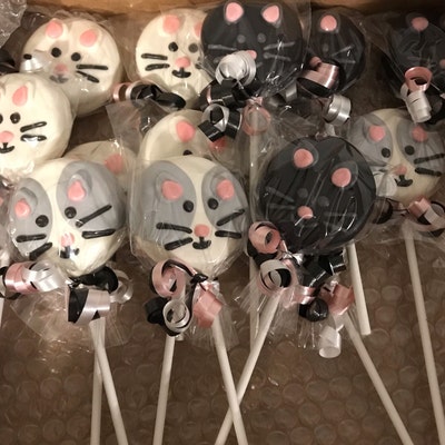 Cat Oreo Cookie Pops / Cat Birthday Party Favor / Chocolate Covered ...