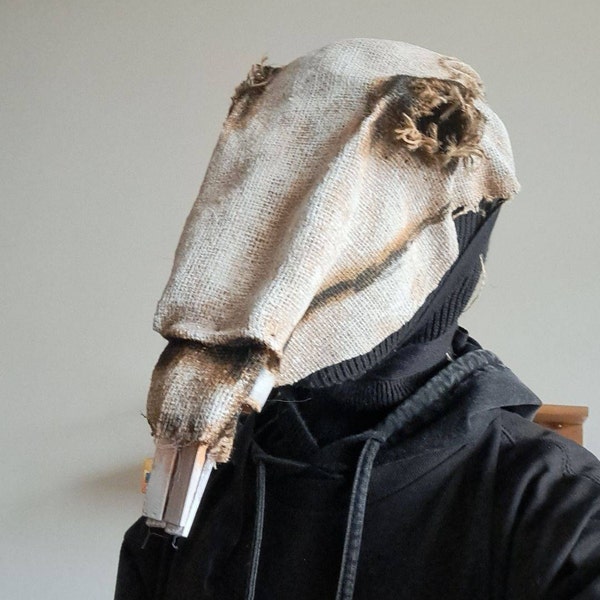 Scary Weird Mask, Creepy Adult Halloween Costume, Raffia, Straw, Wicker ...