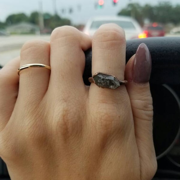 Tibetan Crystal Ring | Raw Anthraxolite Crystal Ring | Double ...
