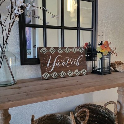 Yaateeh Border Design Wood Sign Navajo Language Wood Sign - Etsy