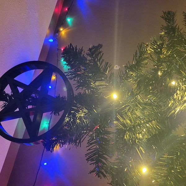 Pentagram Tree Topper Pentacle Reversible • Gothic Holiday Home Decor ...