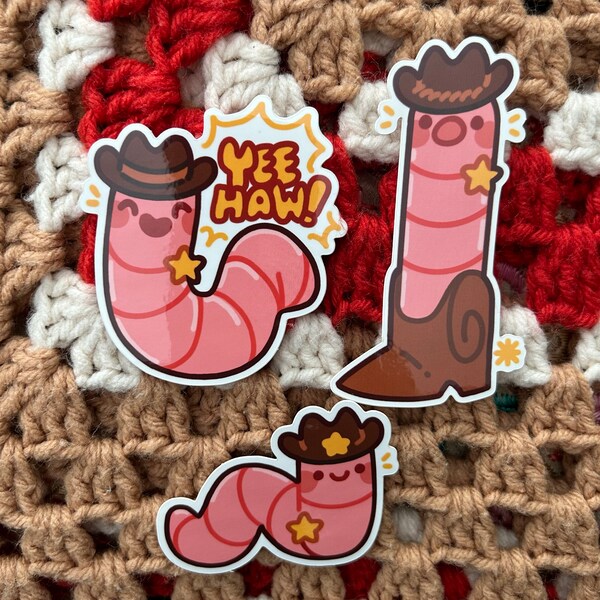 Cowboy Worm Waterproof Stickers! - Etsy