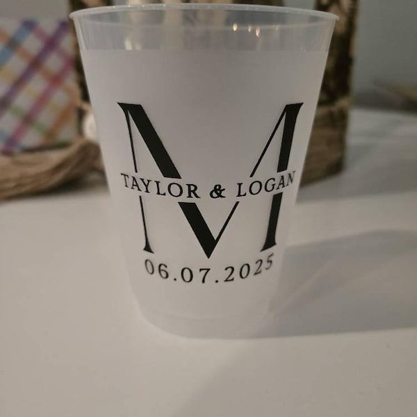 Custom Wedding Cups, Reception Bar Frosted Cups, Personalized ...