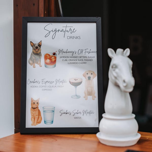 Custom Pet Cocktail Sign | Wedding Signature Sign | Pet Inspired Bar ...