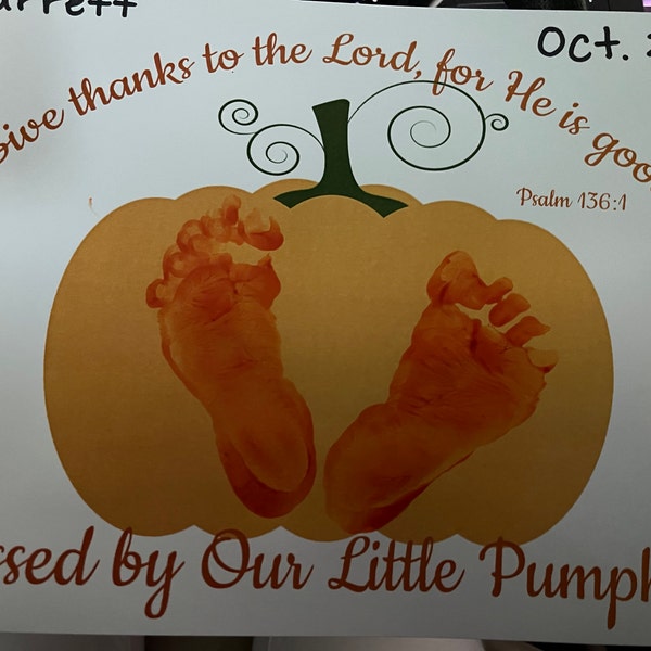 Blessed by Our Little Pumpkin Handprint Craft, Psalm 136:1 Art, Fall ...