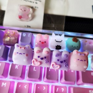 Handmade Artisan Keycap Cute Cat Kawaii Mechanical Keycap Pink Cat ...
