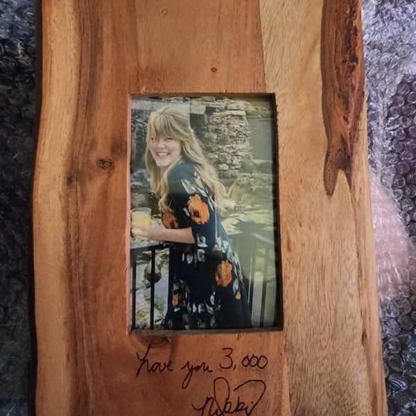 Custom Engraved Live Edge Picture Frame 4x6, Engrave Handwriting or ...