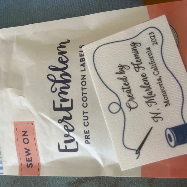 Set of 12 Sewing Labels, Iron on or Sew on Quilt Tags, Personalized ...