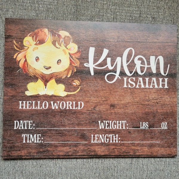 Lion Birth Stat Sign,wood Sign, Baby Safari Nursery Decor, Name ...