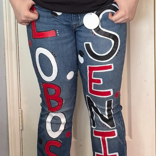 Custom Painted Denim Jeans: Personalized School Spirit, Graduation - Etsy