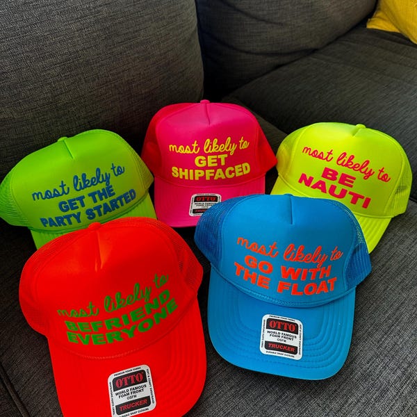 Puff Neon Party Trucker Hats,otto Tucker Hat Cabo Hats, Mexico Vacation ...