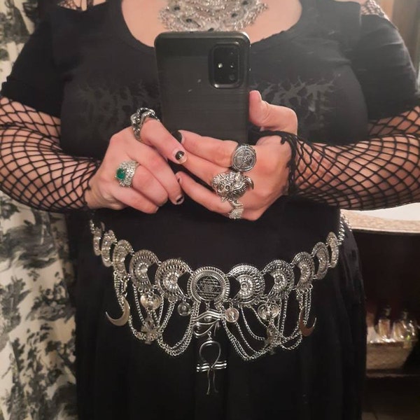Egyptian Lemurian Ankh Hip Chain Belt - Egyptian Belt Occult Goth ...