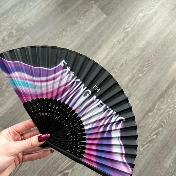 Hot as Hell Funky Fan - Red and Black Flame Text Bamboo Foldable Hand ...