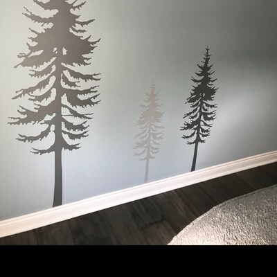 Pine Tree Wall Decal, Pine Tree Decal, Tree Wall Decal-large Set of 5 ...