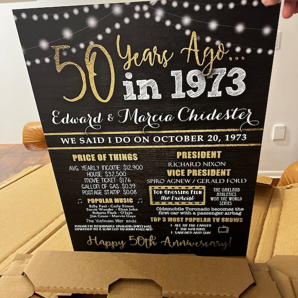 50th Anniversary Sign, 50th Birthday Sign, 50 Years Ago, 1975 ...