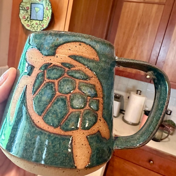 Sea Turtle Mug - Ocean Life Mug - Sea Turtle Gift - Handmade Pottery ...