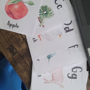 Nature Alphabet Cards, Wall and Flash Card Sizes, Watercolor ...