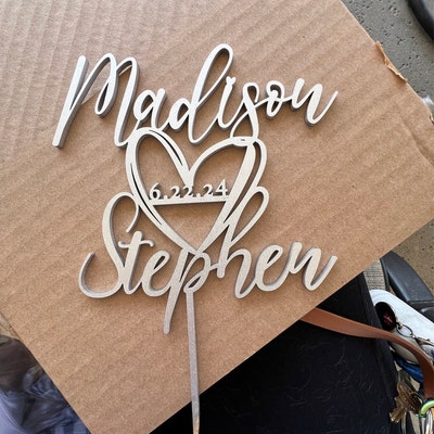 Personalized Script Wedding Cake Topper, Rustic Wedding Cake Topper, Mr ...