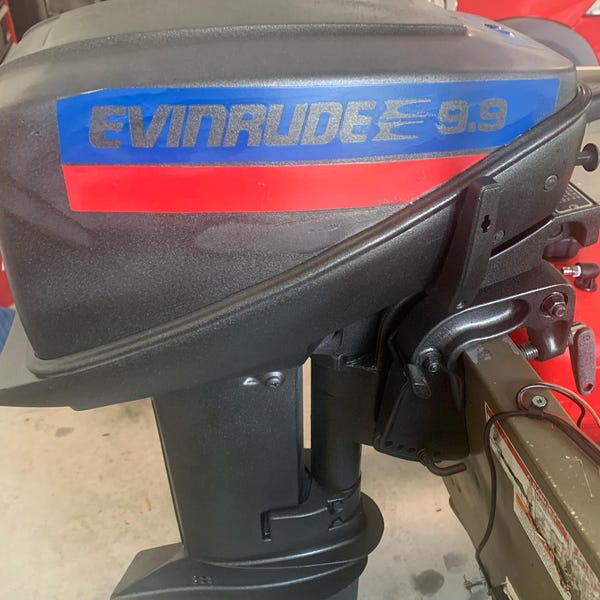 Evinrude Vintage Outboard Motor 9.9 HP Decal Kit Blue and Red + Free ...