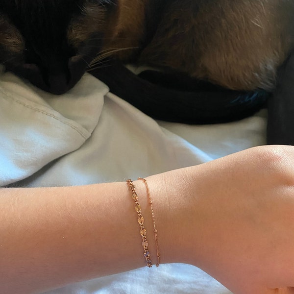 Simple Rose Gold Chain Bracelet, Minimalist Rose Gold Necklace ...