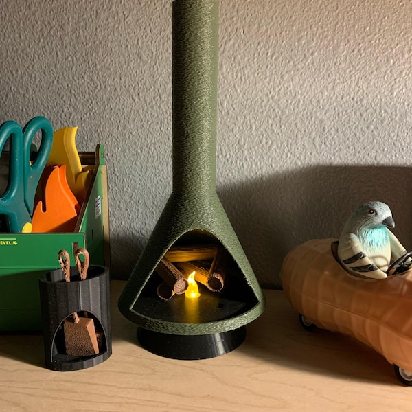 Miniature Mid-century Modern Style LED Fireplace | Cozy Miniature Tea ...