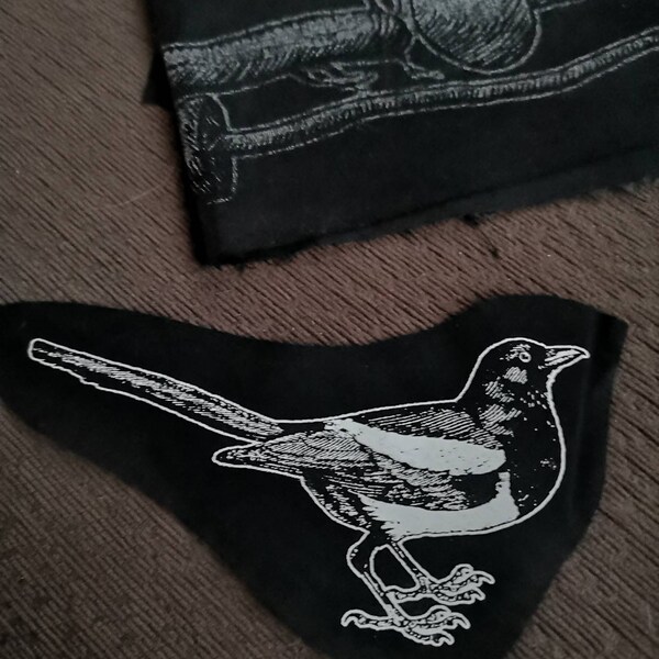 Magpie Patches - Bird Patch, Crow, Raven, Sew On, Punk Patch ...