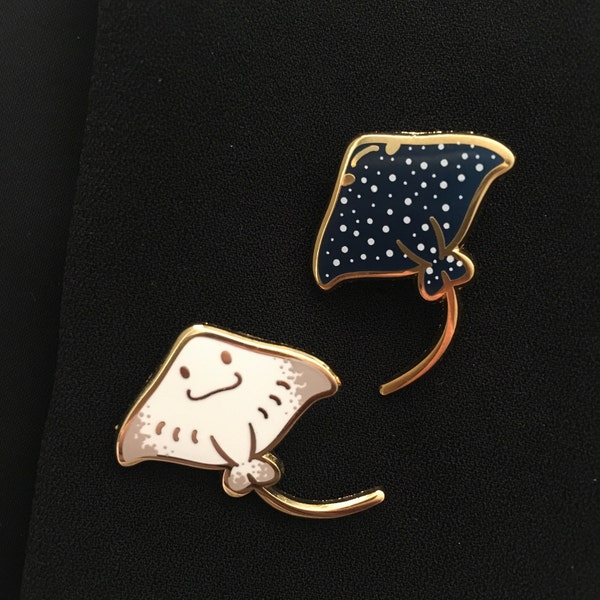 Stingray Hard Enamel Mini Pin Set - Gold Grey and White - Lapel Pin ...