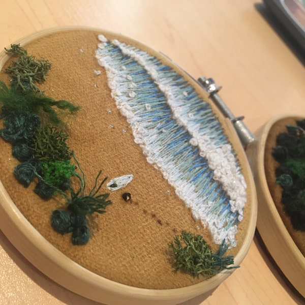 Aerial View Embroidery Lakes Waterfall Birds Eye View Gift Blue Green ...