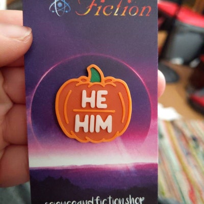 Pumpkin Pronouns Pins GLOW in the DARK She/her, He/him, They/them 3D ...