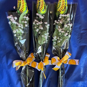 Softball Roses Arrangement Softball Flowers Bouquet | Etsy