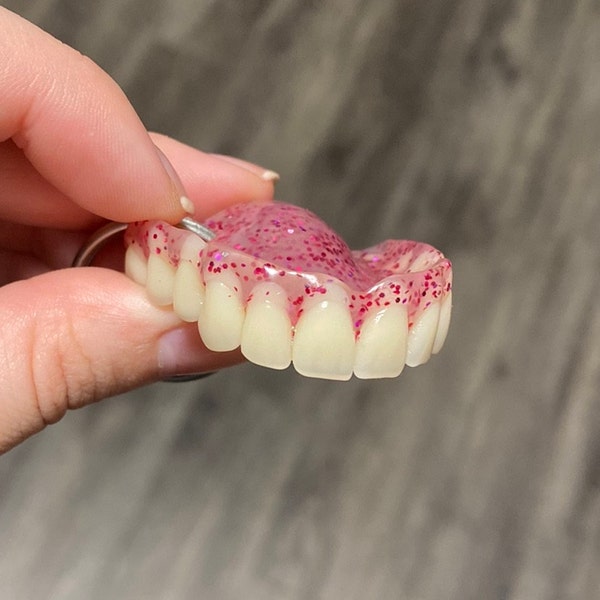Tiny Denture Keychain "baby Teeth@ - Etsy
