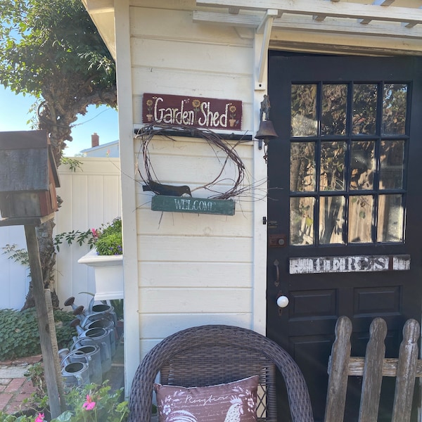 Rustic Garden Shed Sign: Upcycled Wood, Sunflower Decor,handmade Sign ...