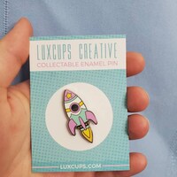 SALE Pastel Retro Rocket Enamel Pin Hard Enamel Pin Cloisonné Spaceship ...