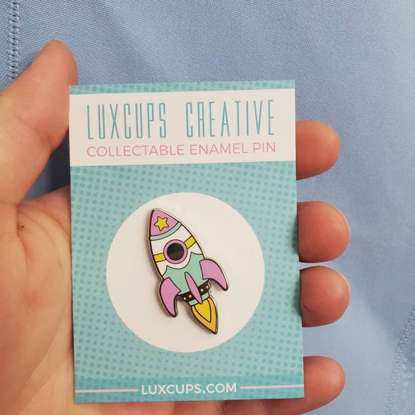 SALE Pastel Retro Rocket Enamel Pin Hard Enamel Pin Cloisonné Spaceship ...