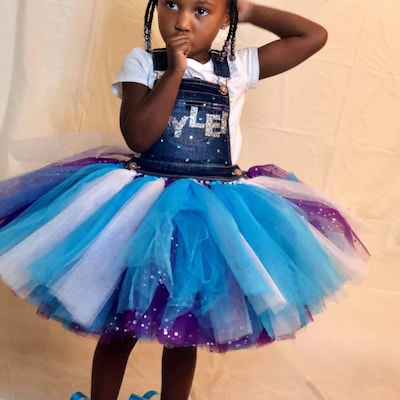 Tutu Overalls, Denim Tutu Jumper, Overall Tutu, Girls Birthday Outfit ...