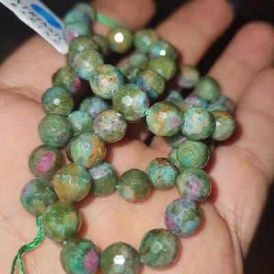 Natural Ruby Fuchsite Faceted Round 6mm 7mm 8mm 10mm 12mm 14mm Red Ruby ...